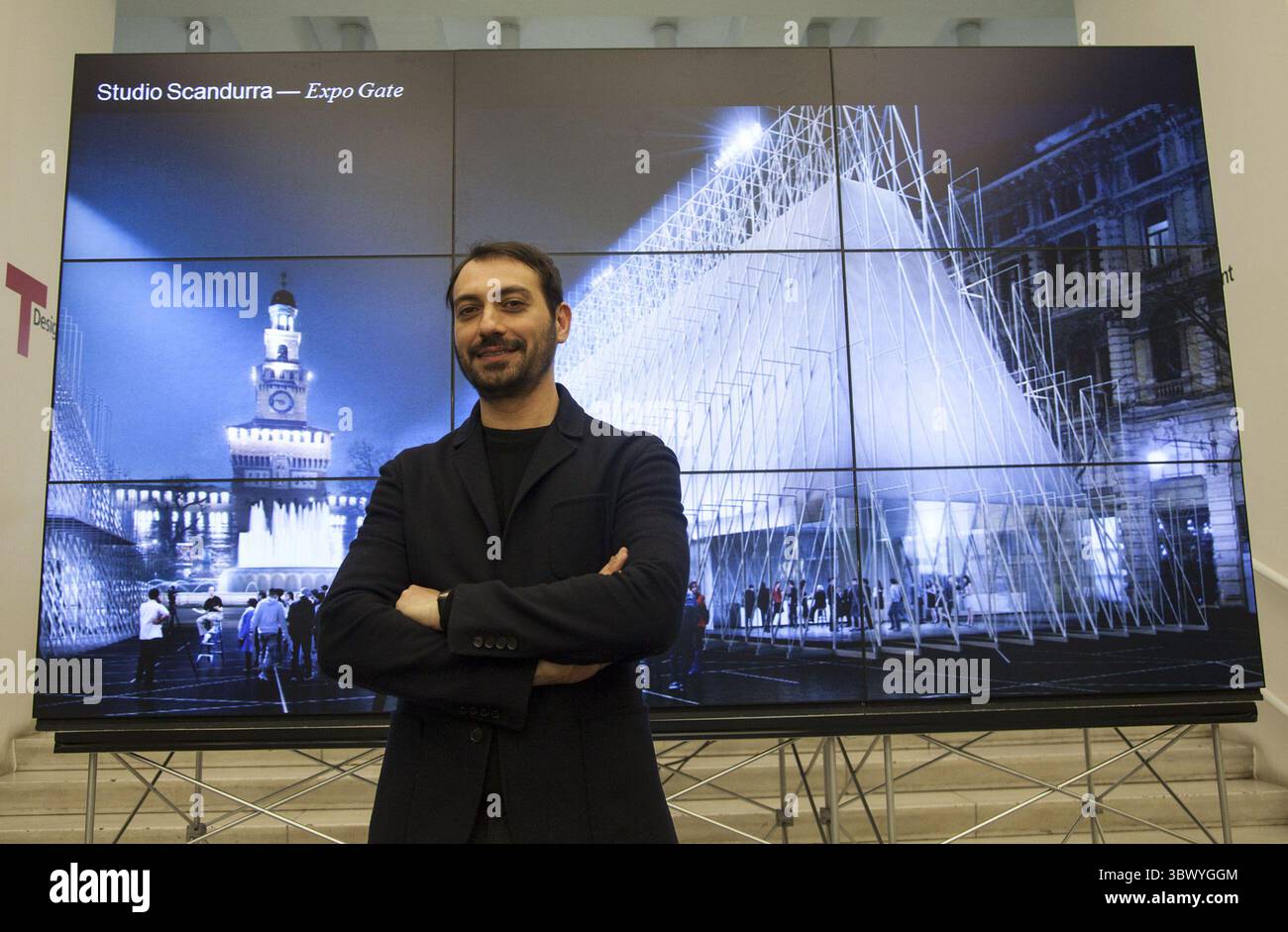 Milano, Triennale di Milano, presentazione info point EXPO 2015 in Largo Cairoli, progetto vinto ...