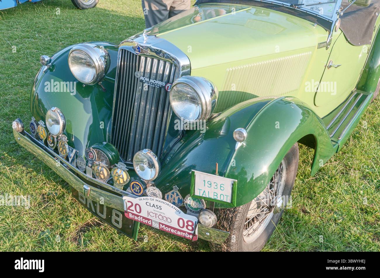 A green 1936 Talbot 10 Tourer car at a classic vehicle show in ...