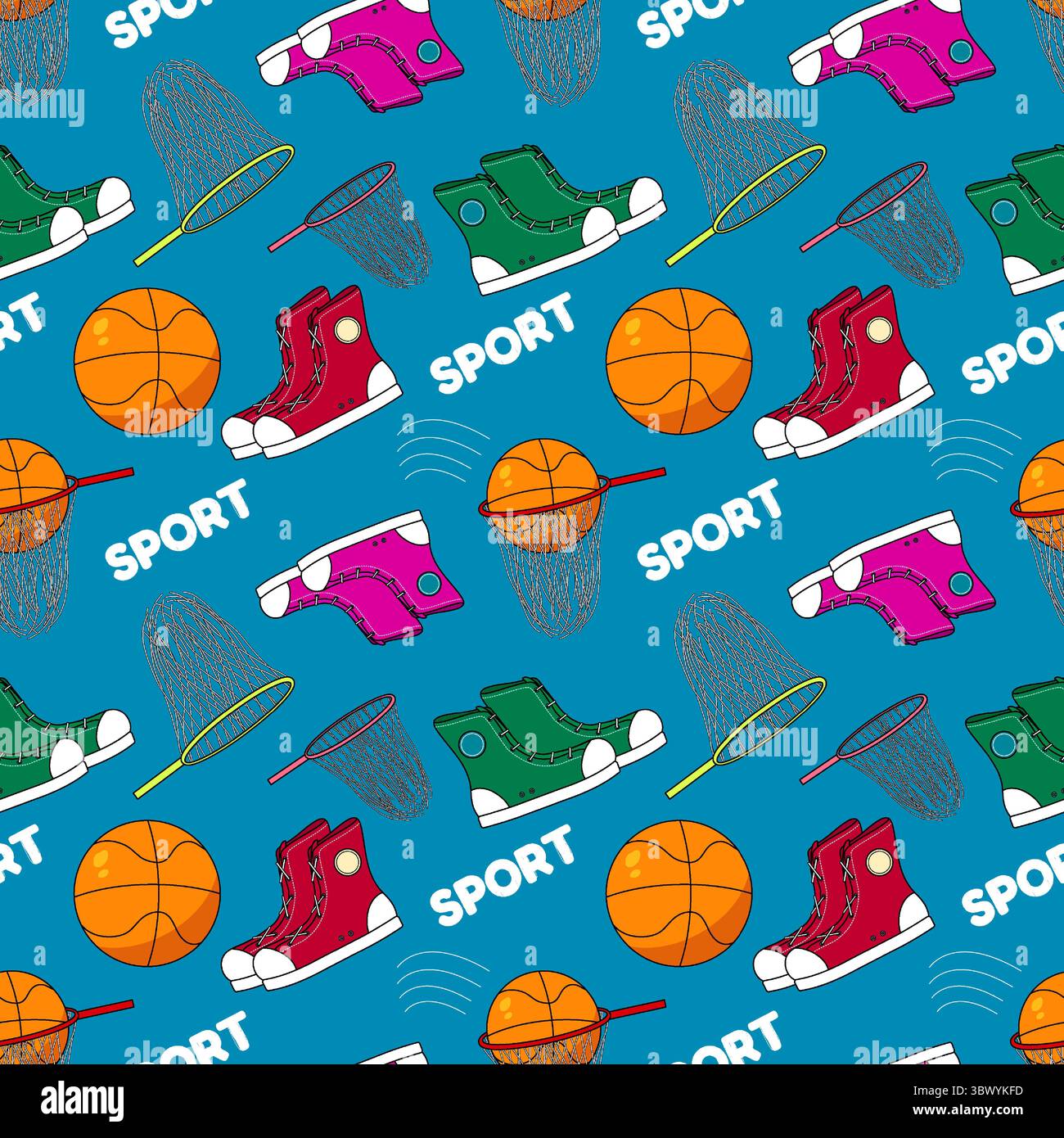 Seamless pattern on the sports theme Stock Vector Images - Alamy