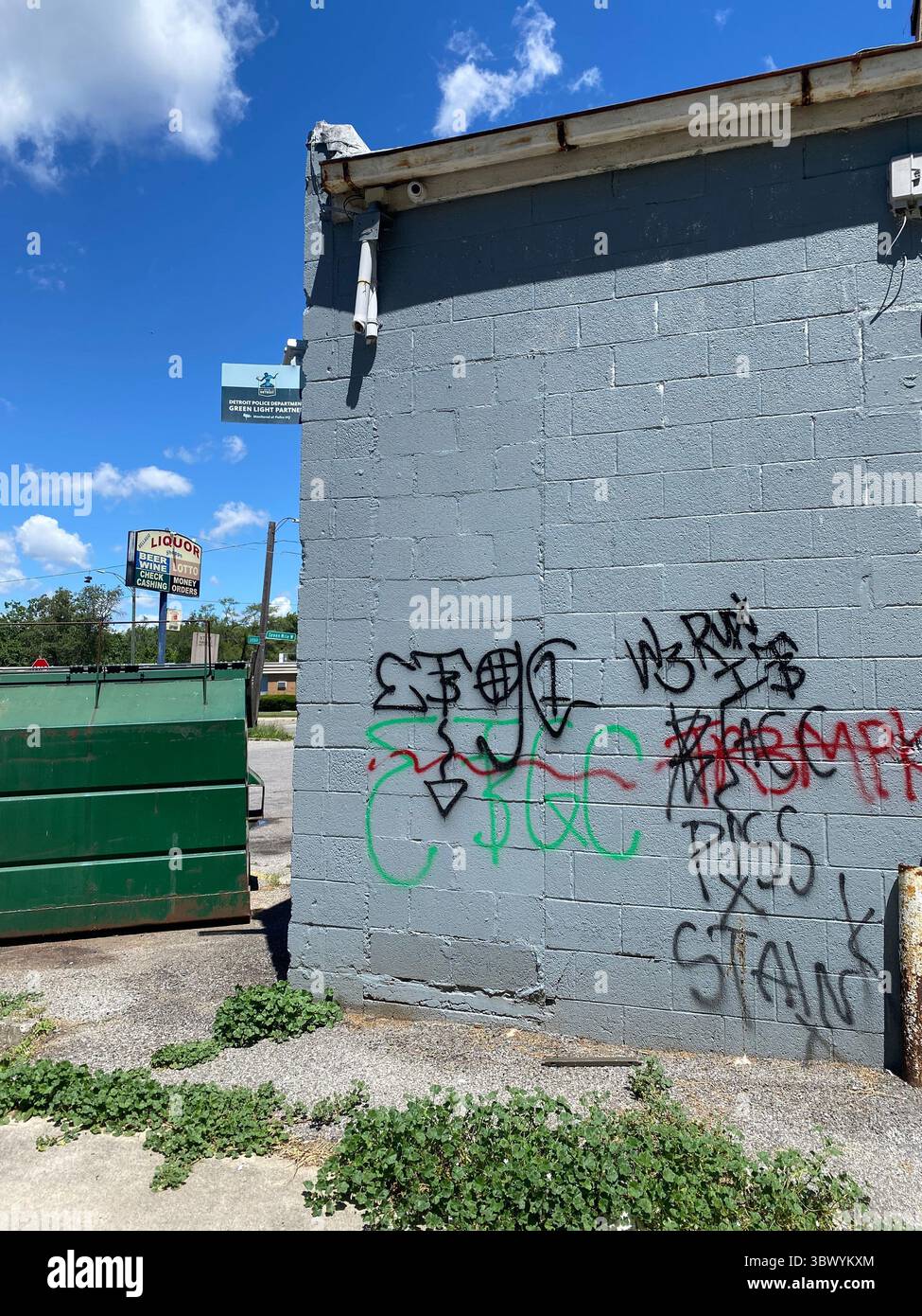 Crips gang graffiti and markings in Detroit, Michigan, USA (ScoreGang ...
