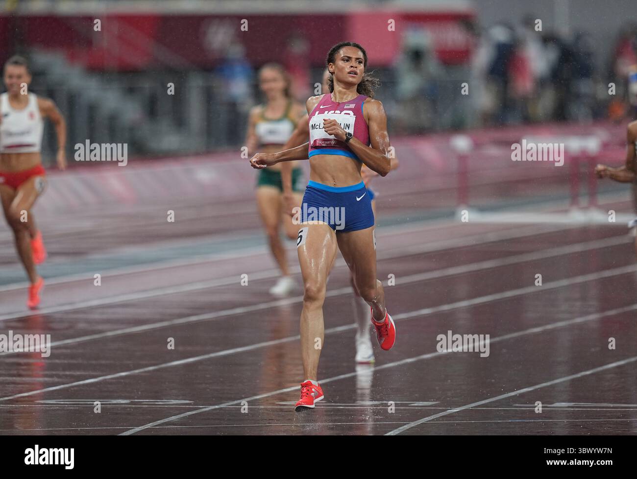 August 2, 2021: Sydney Mclaughlin during 3000 meter steeplechase for ...