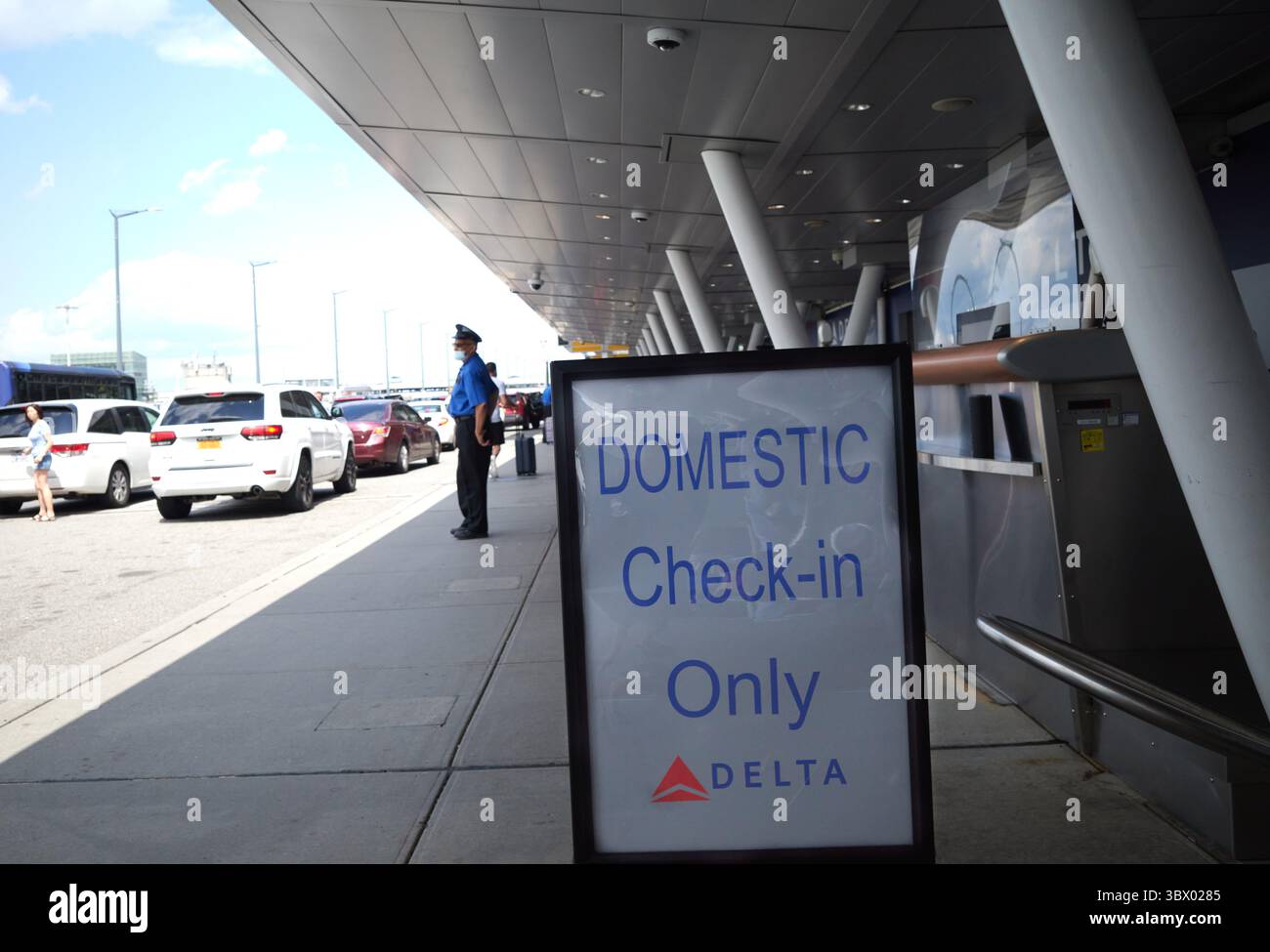 July 29, 2021, New York, New York, USA: Sign indicating Delta Airlines ...