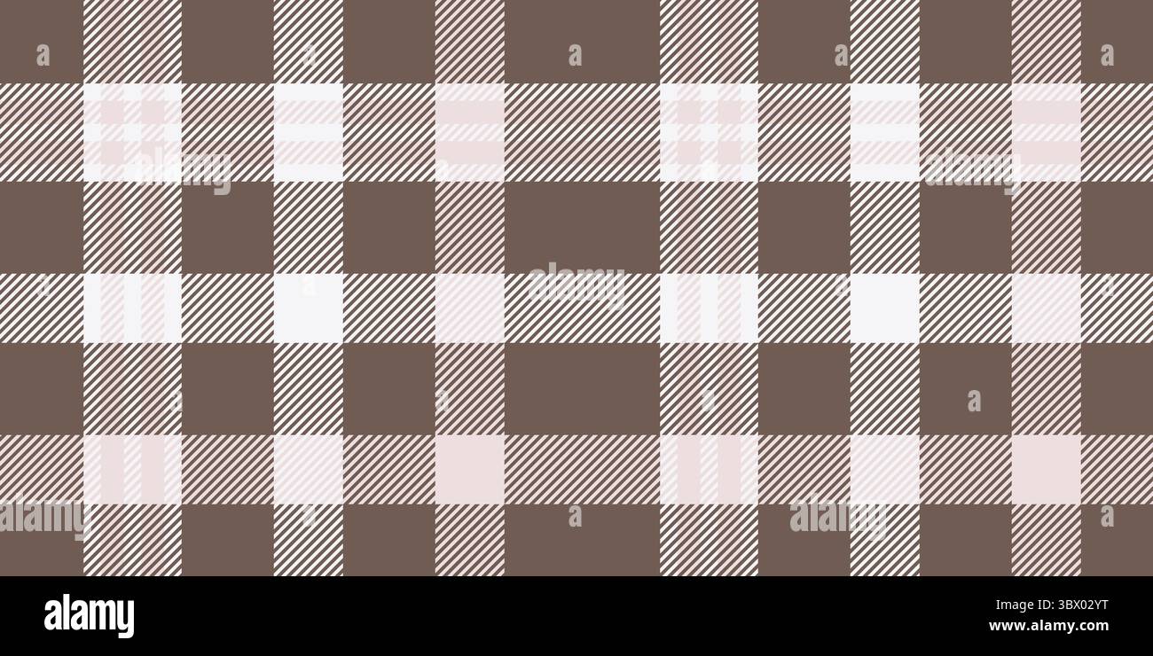 A traditional tartan plaid pattern in muted grey and brown hues with ...