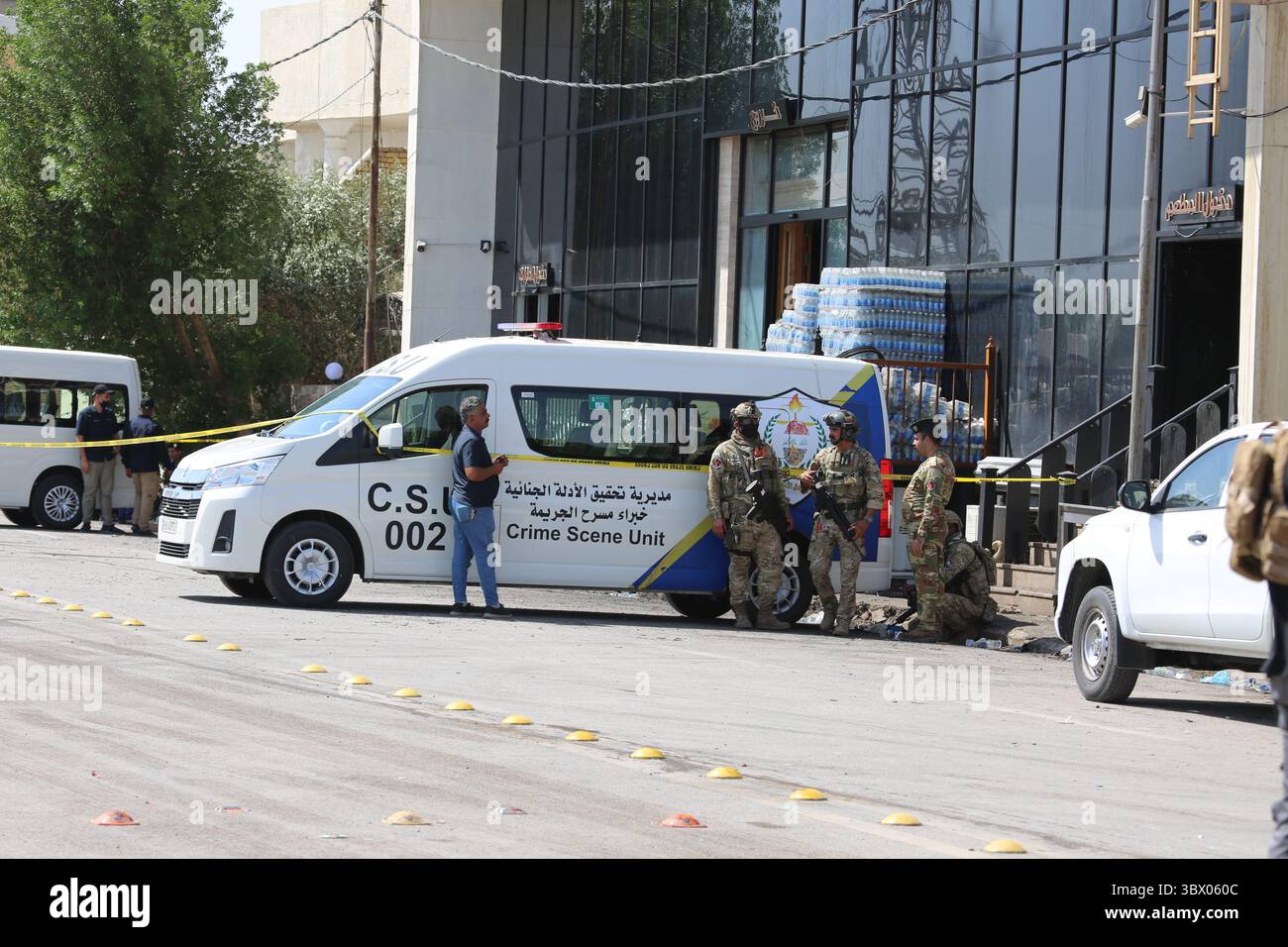 Wasit, Iraq. 17th July, 2025. Iraqi security forces are pictured at the ...