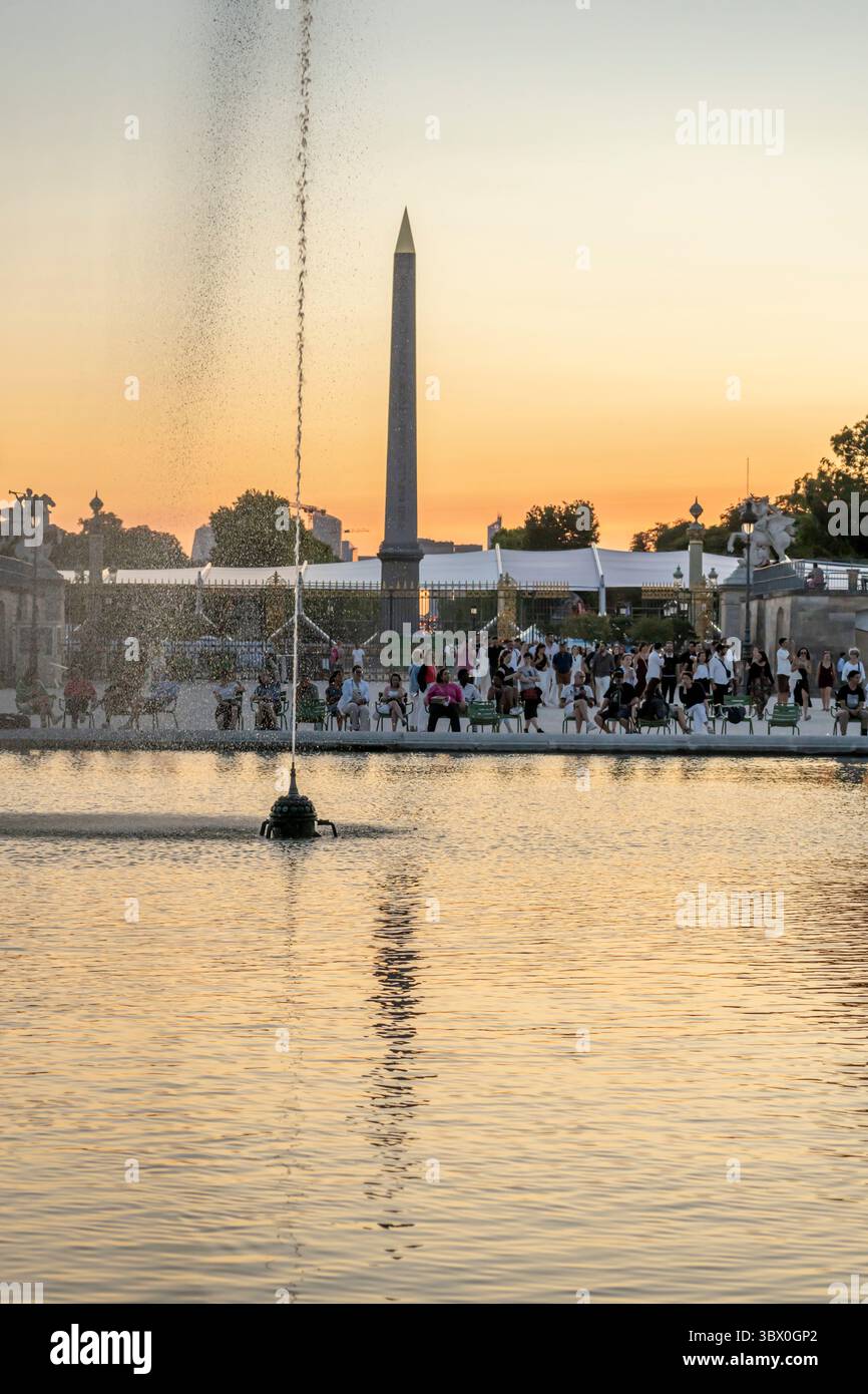 Paris, France - 07 03 2025: Panoramic view of the Olympic cauldron ...