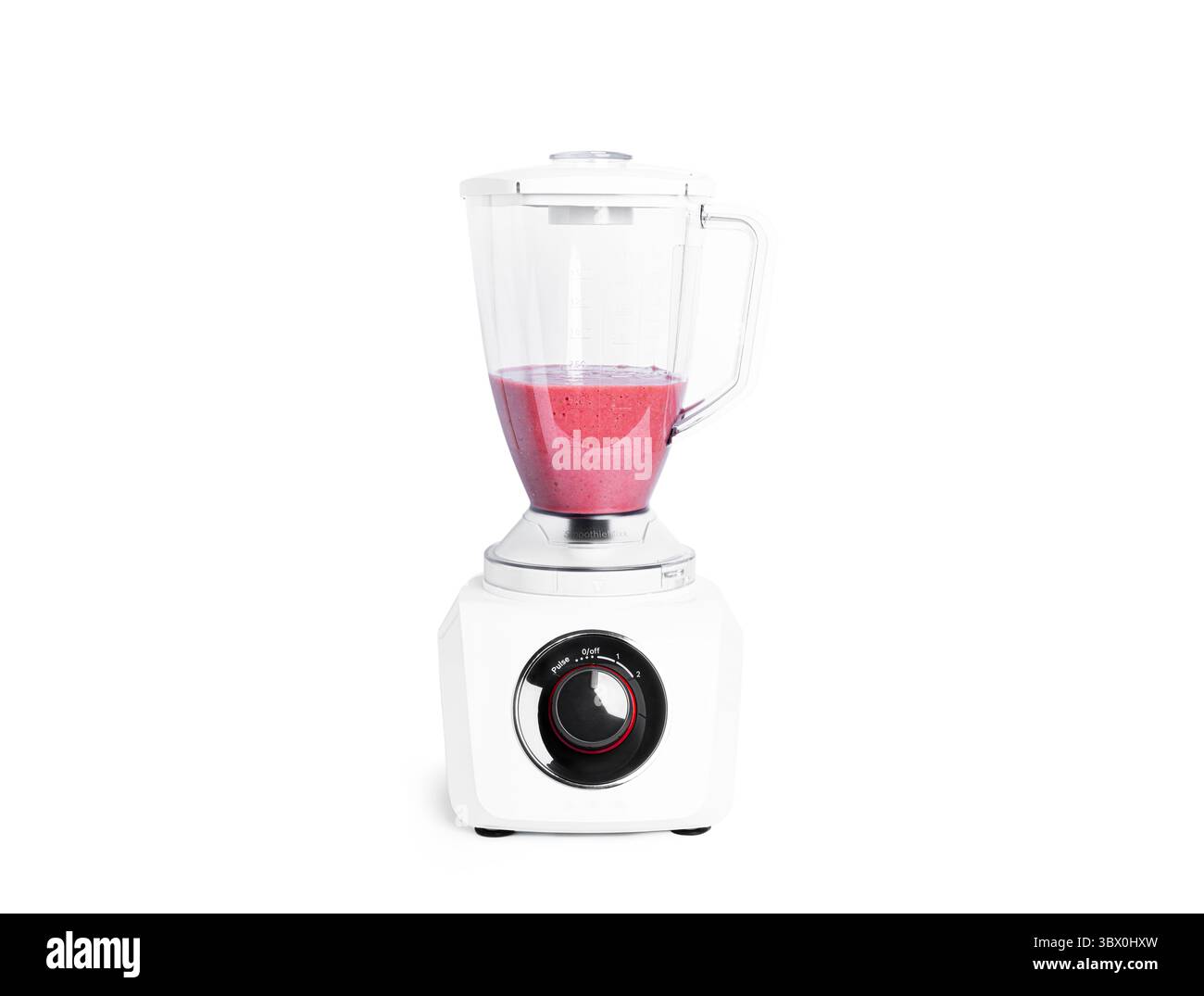 Strawberry smoothie in blender isolated on white background. Blender ...