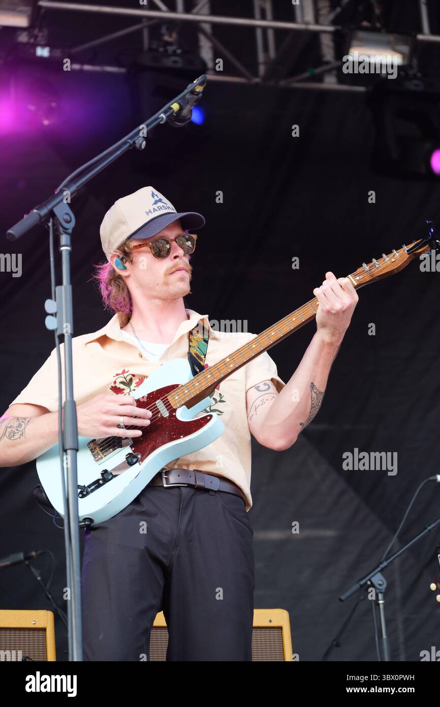 August 6, 2021, Saint Charles, Iowa: TAYLOR MEIER of Caamp performs at ...