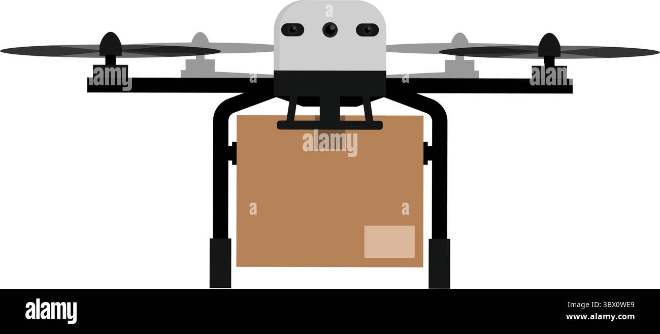 Fast drone delivery service, drone flying and delivering a parcel ...