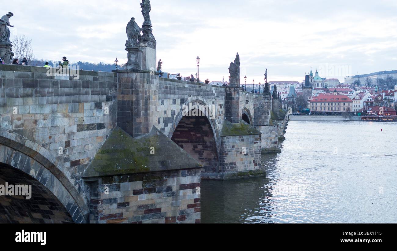 Prague, Czech Republic - 7 March 2016: Visitors stroll across the ...