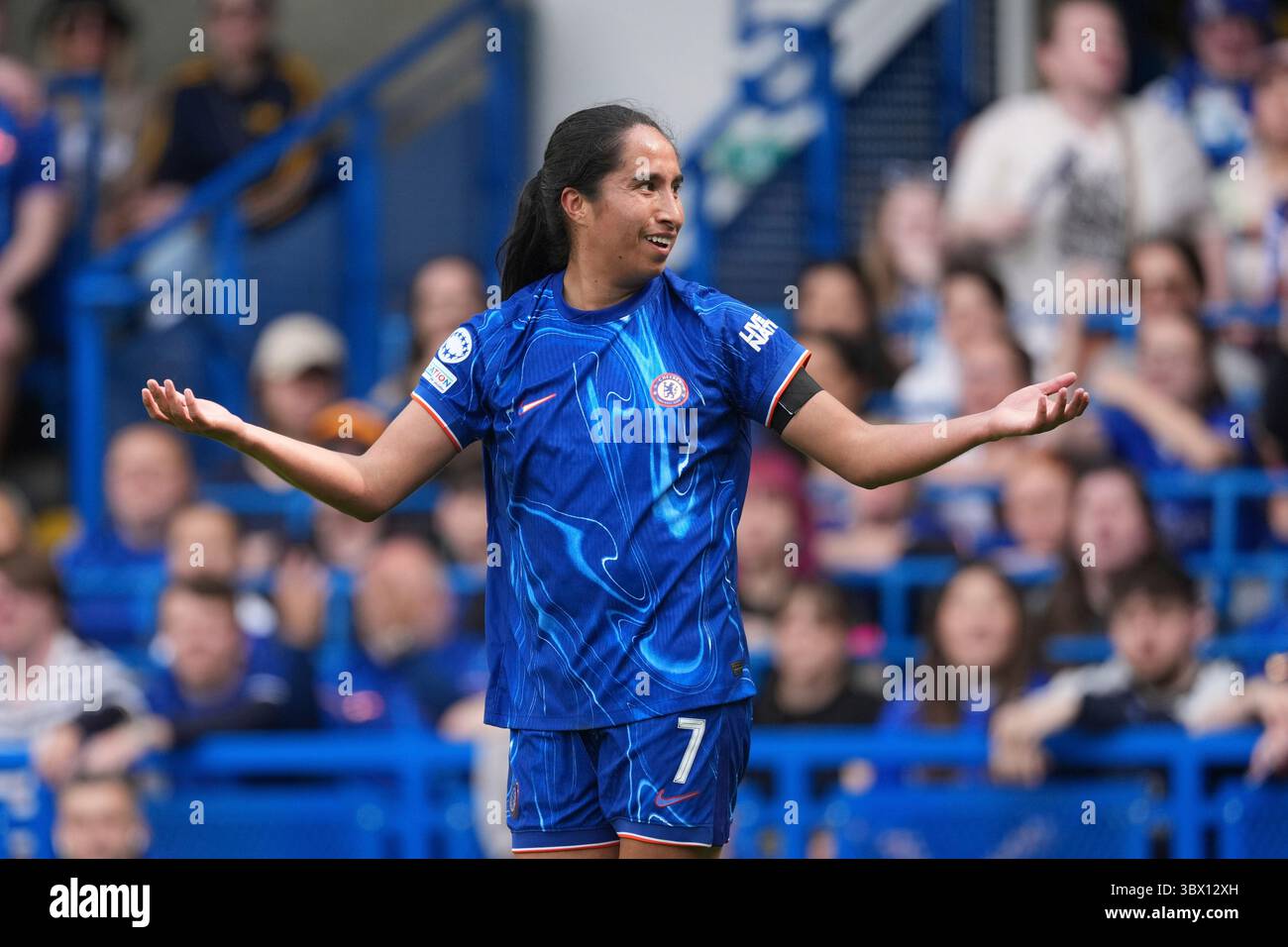 FILE - Chelsea's Mayra Ramirez reacts during the women's Champions ...