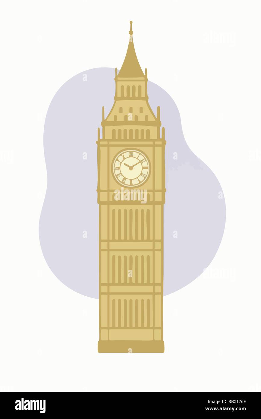 Minimal vector illustration of Big Ben in London Stock Vector Image ...