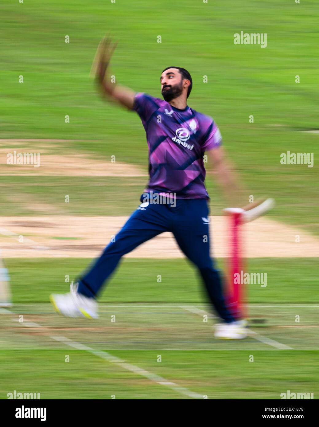 LONDON, UNITED KINGDOM. July 16: Zafar Gohar of Middlesex in action ...