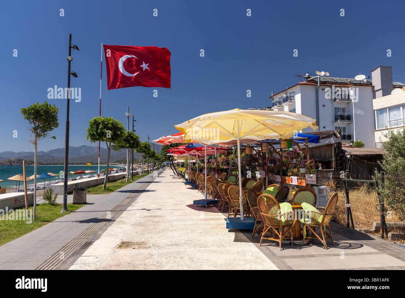 Calis a popular beach resort near Fethiye has a long seafront promenade ...