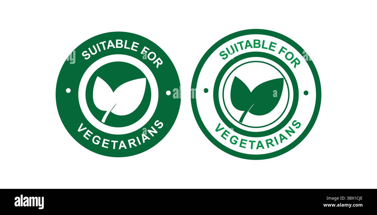 Vegetarian Approval Icons for Clean Eating and Product Labels Stock ...
