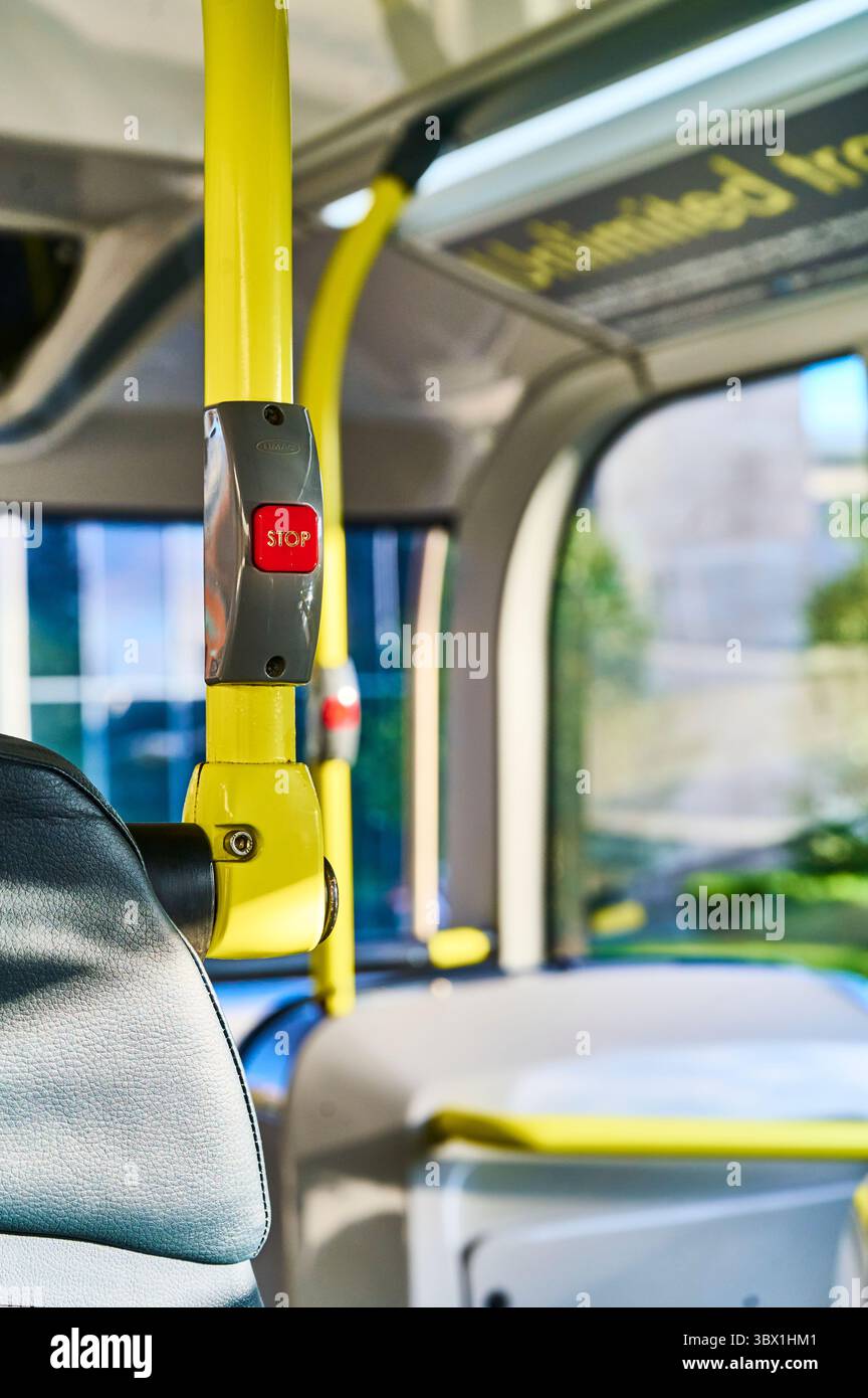 Bell push on bus Stock Photo - Alamy
