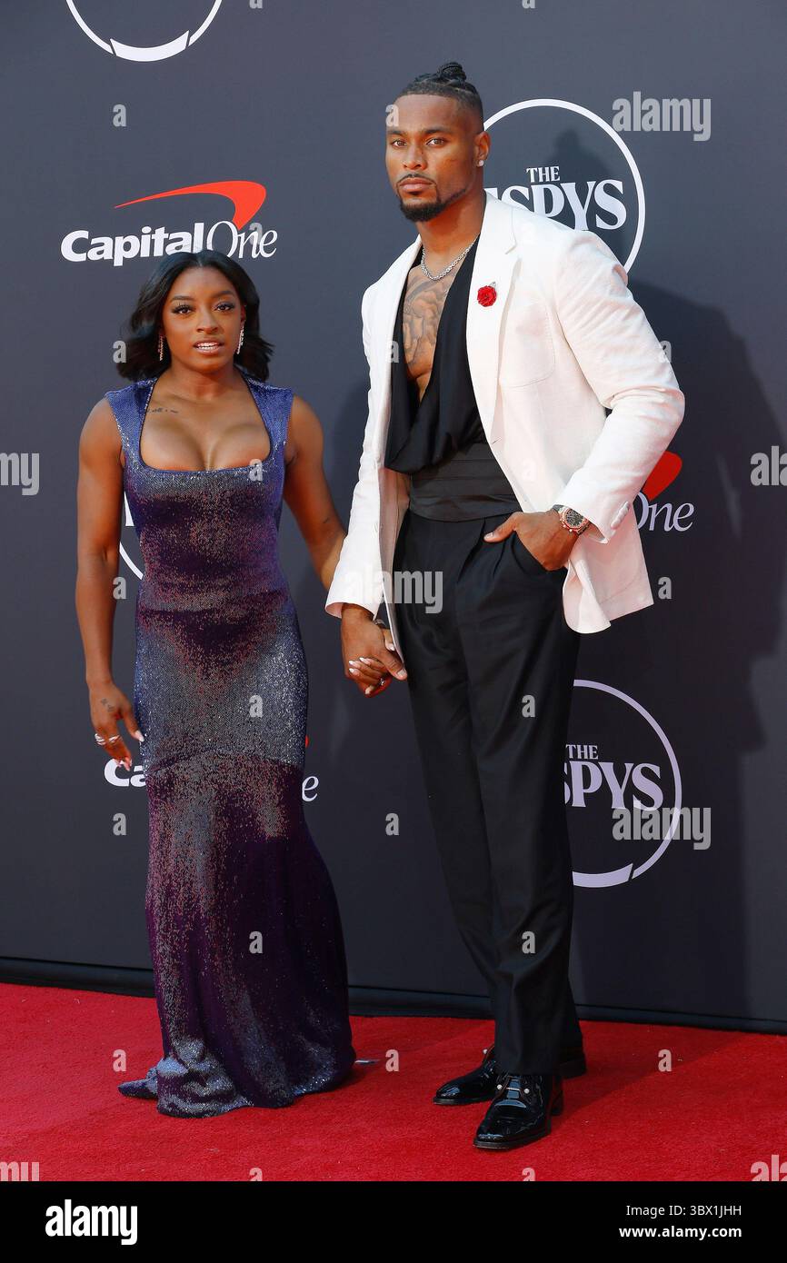 July 16, 2025, Los Angeles, California, USA: Simone Biles, Jonathan ...