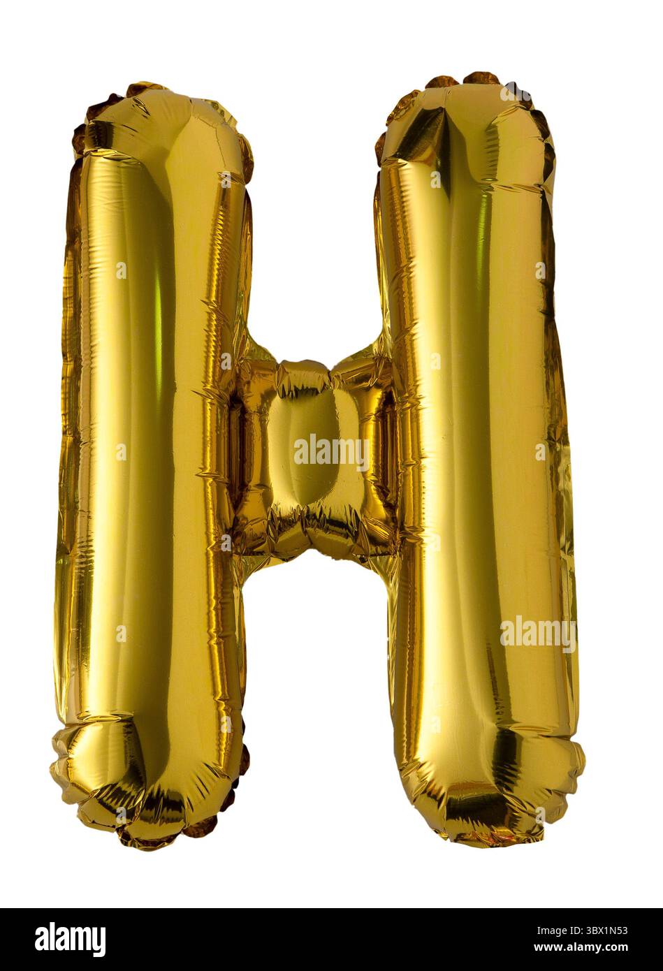 Gold Foil Letter H Balloon isolated on white background. Golden party ...