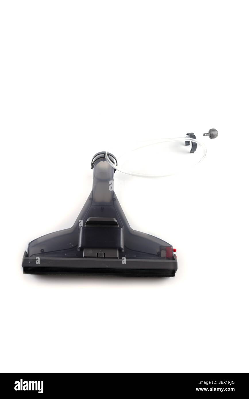 Spare parts and pipes of a new vacuum cleaner isolated on white ...