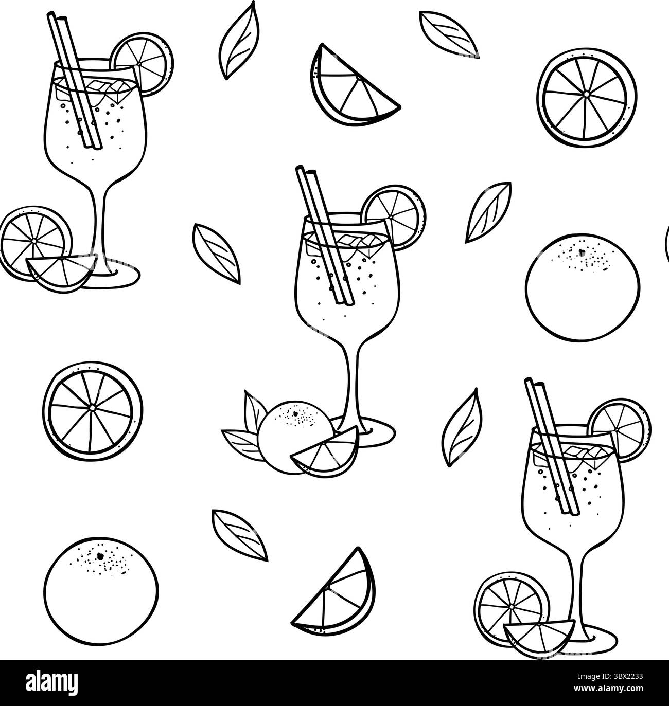 Aperol Spritz Cocktails Seamless pattern. Hand drawn Vector ...
