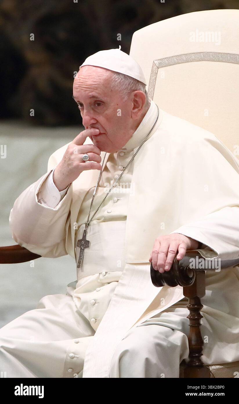 Pope Francis during the General Audience in the Paul VI Hall. Vatican ...