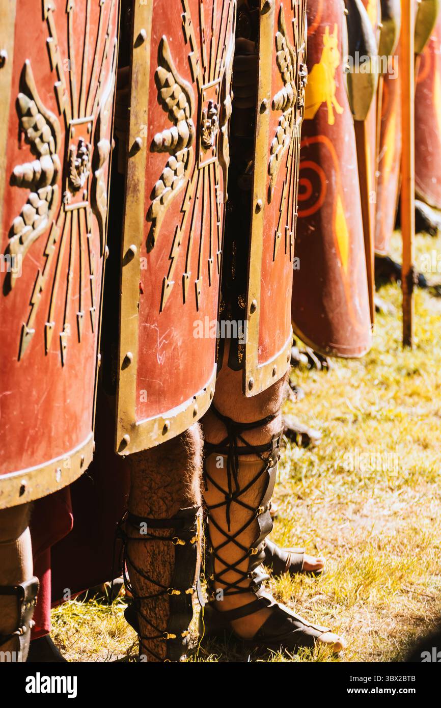 detail of the shields of the Roman legionaries in defensive formation ...