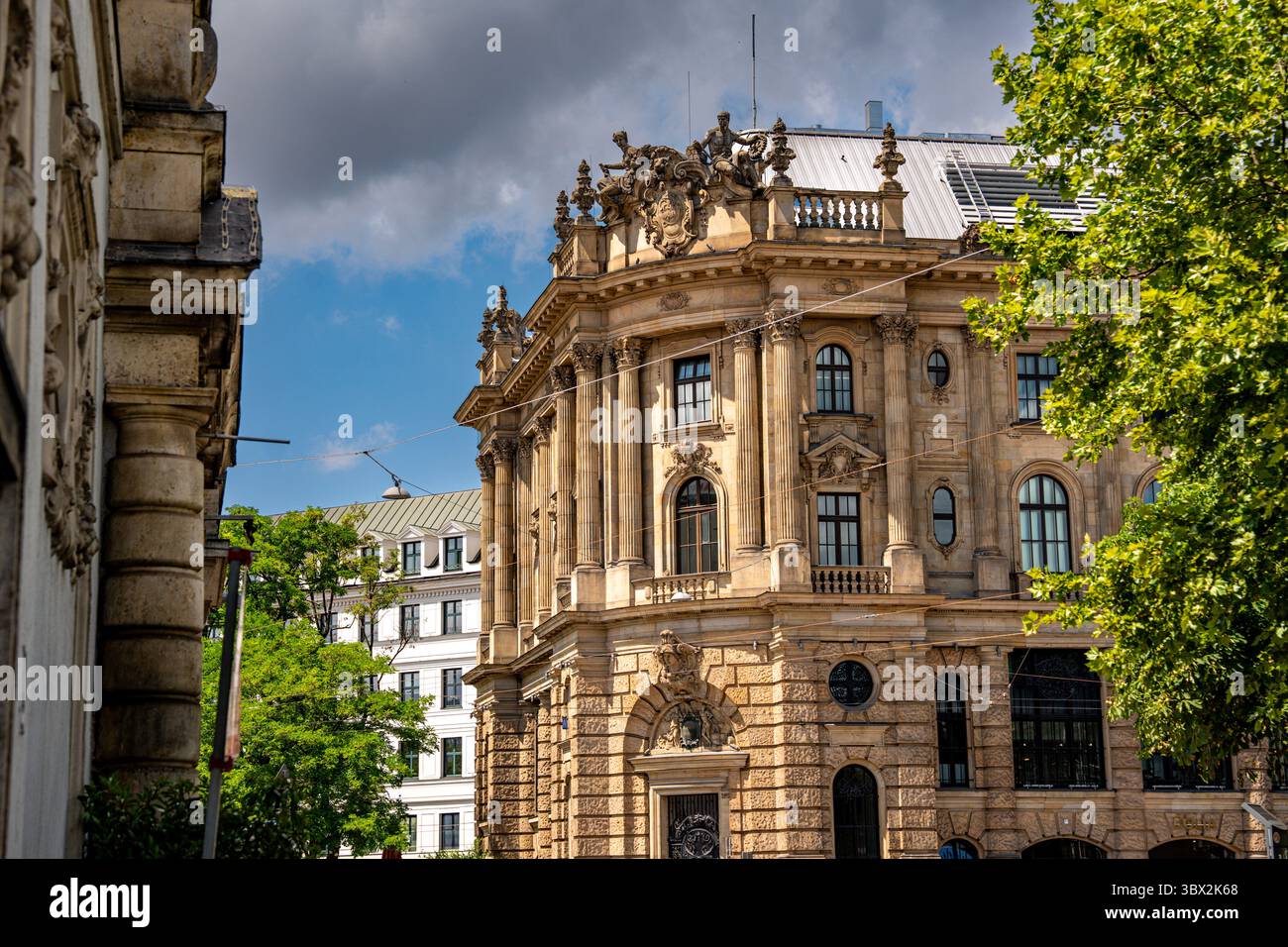 Baroque Architecture In Munich: Ornate Historic Building With Sculpted ...