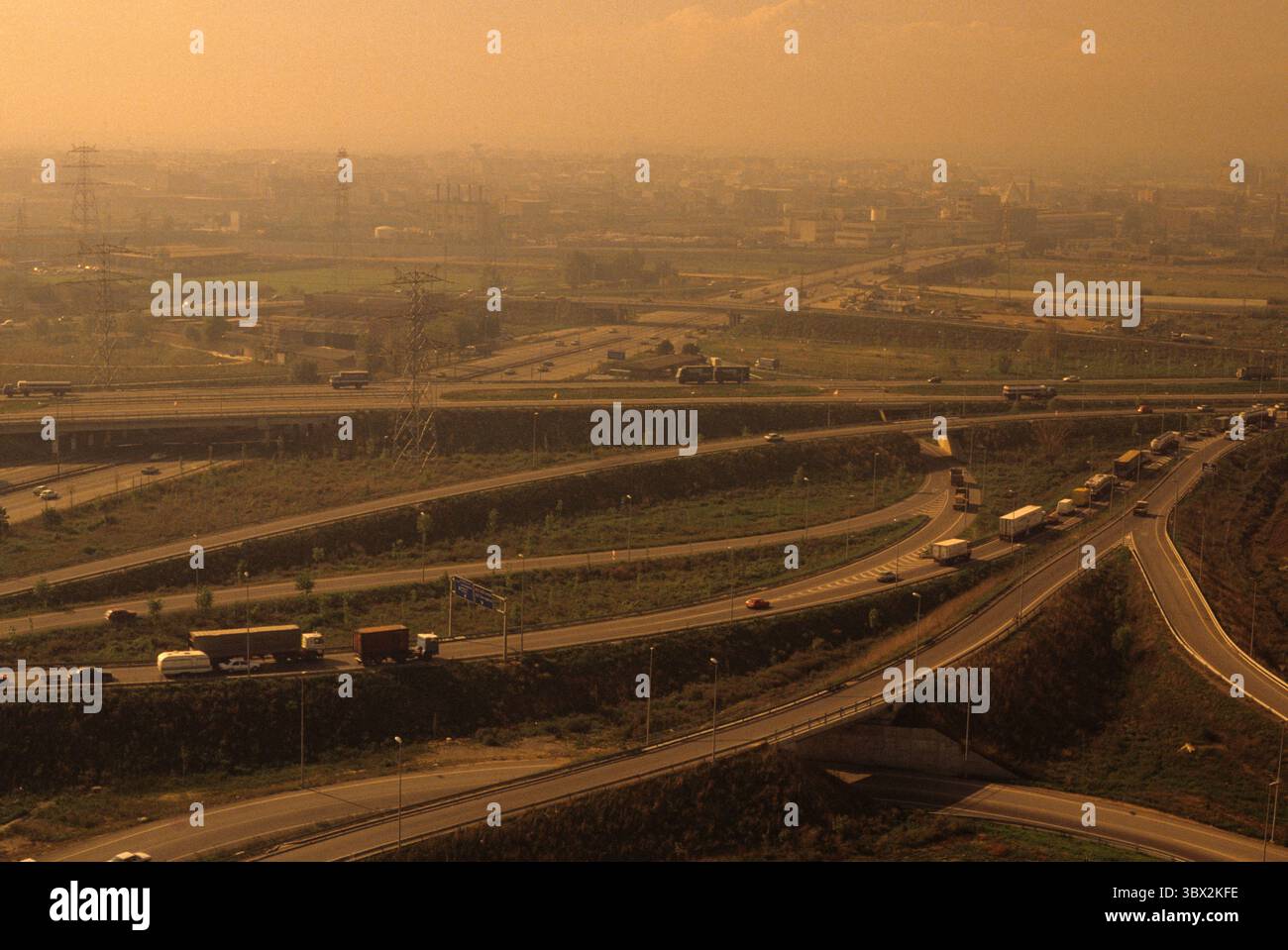 spain barcelona zona franca pollution harbour Stock Photo - Alamy