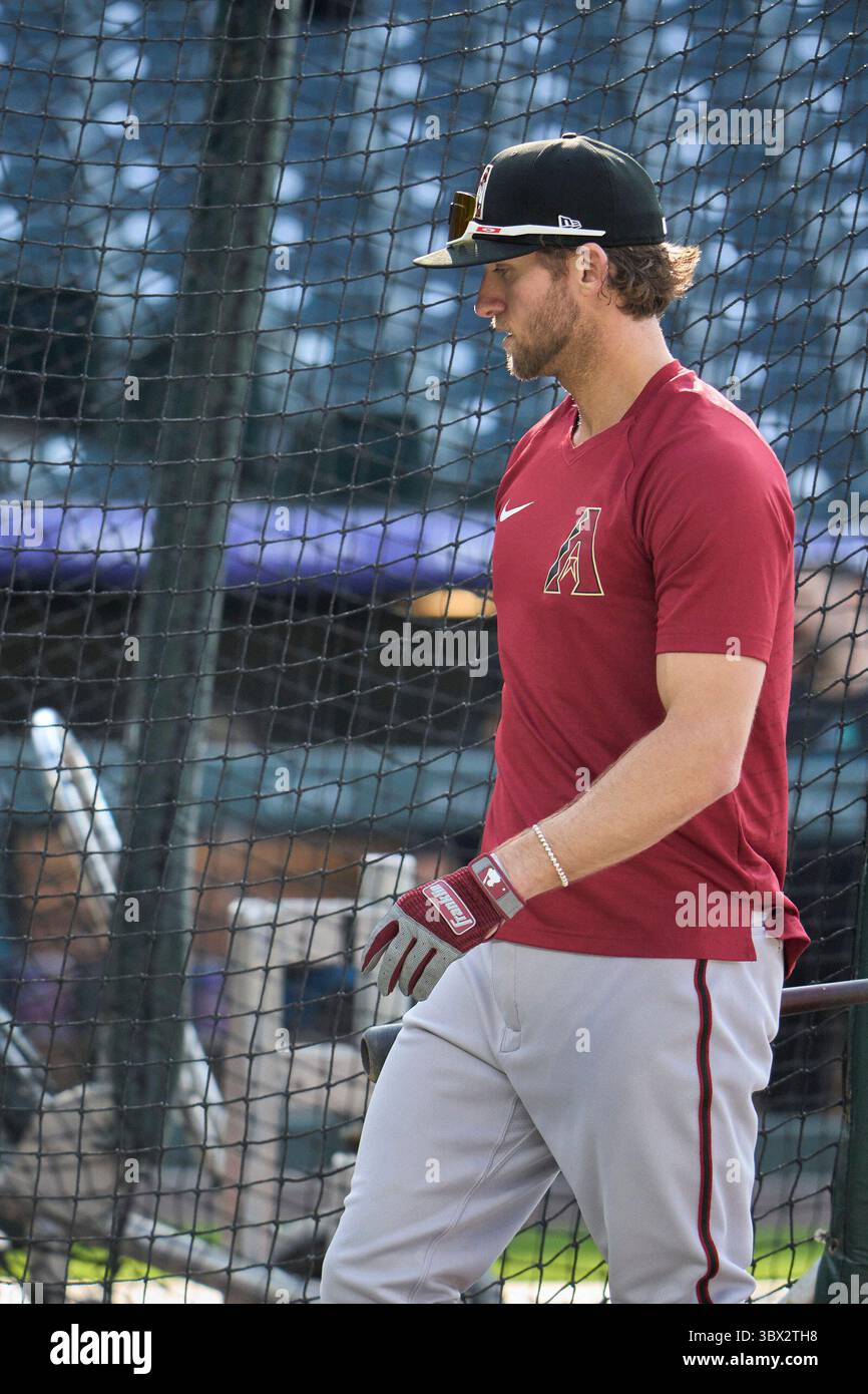 August 20 2021: Arizona infielder Jake Hager (16) during pregame with ...
