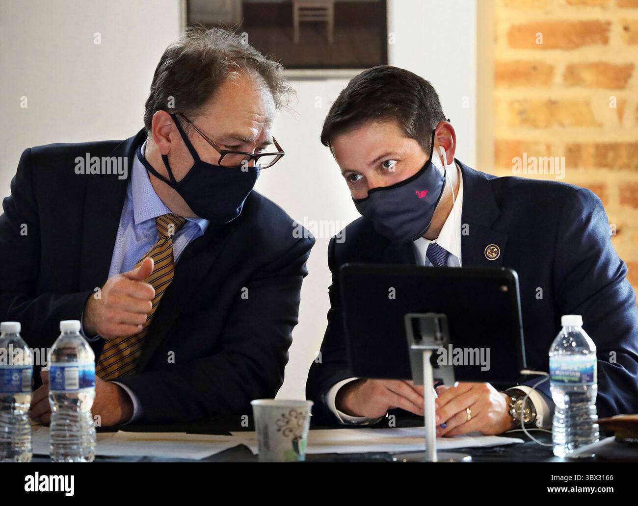 August 21, 2021: Senate Republican Leader Dan McConchie, left, and ...