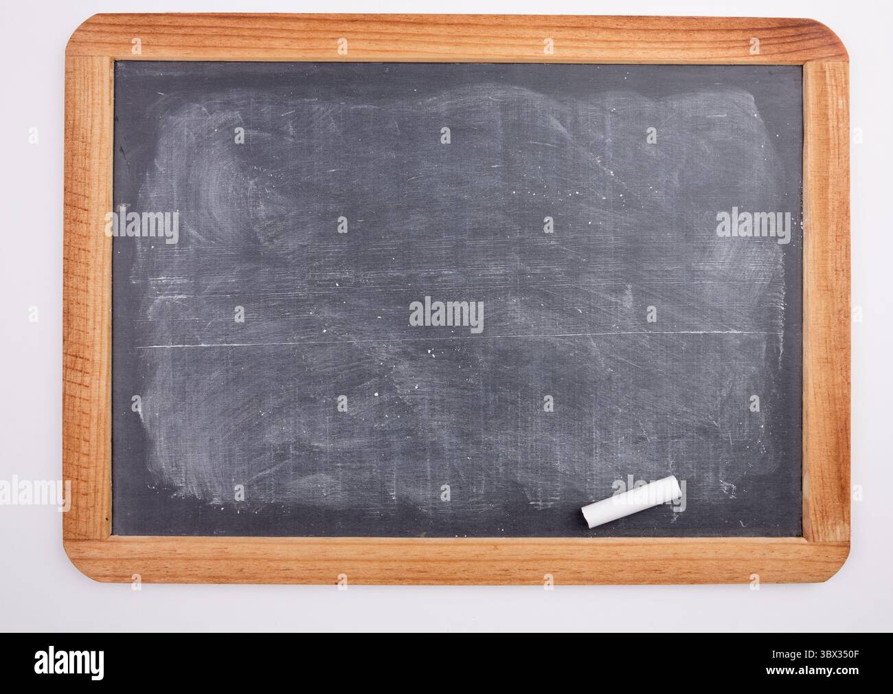Chalkboard with piece of chalk on white background Stock Photo - Alamy