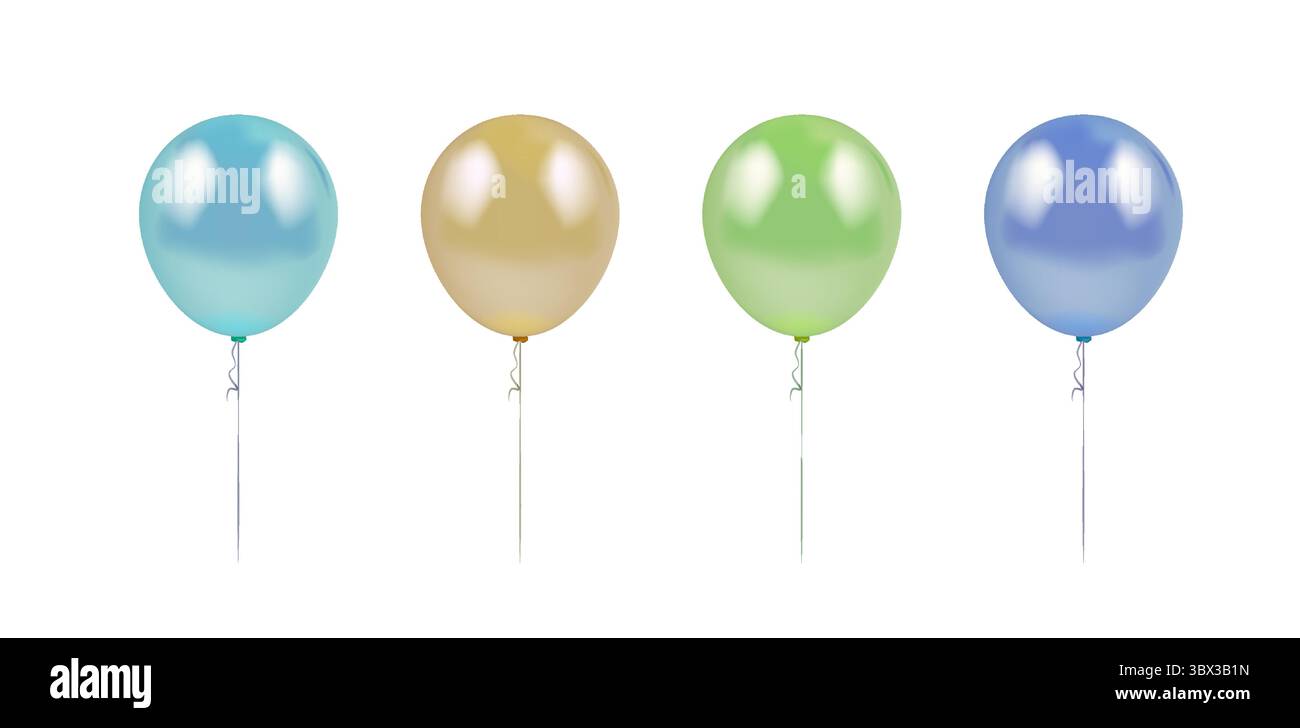 Gold white balloons ribbon Stock Vector Images - Alamy