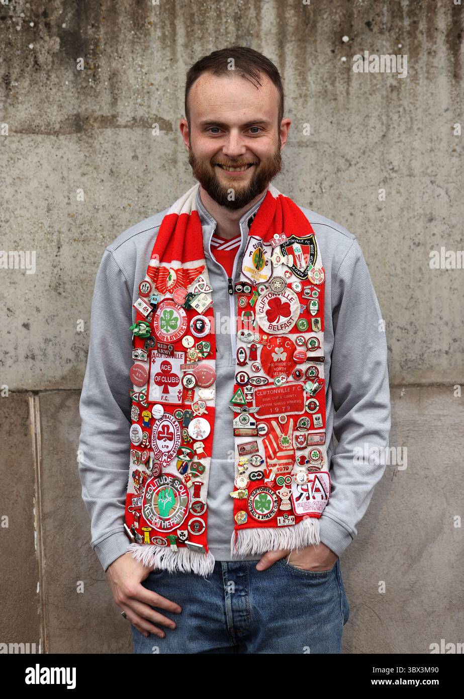 A Cliftonville fan ahead of the UEFA Conference League First Qualifying ...