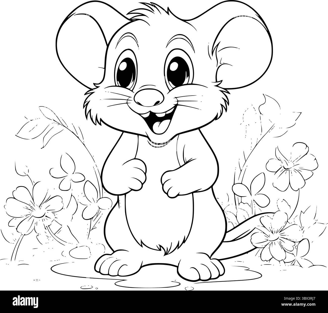 Happy Mouse Coloring Pages Drawing For Kids Stock Vector Image & Art ...