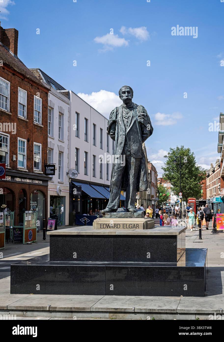 Statue of Sir Edward Elgar, famous composer, next to Cathedral Square ...