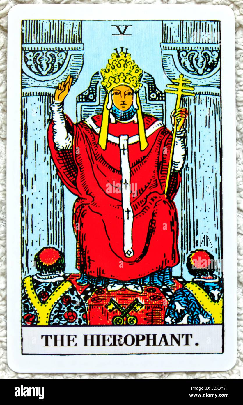 The Hierophant. number 5. Individual Tarot card studio set up on ...