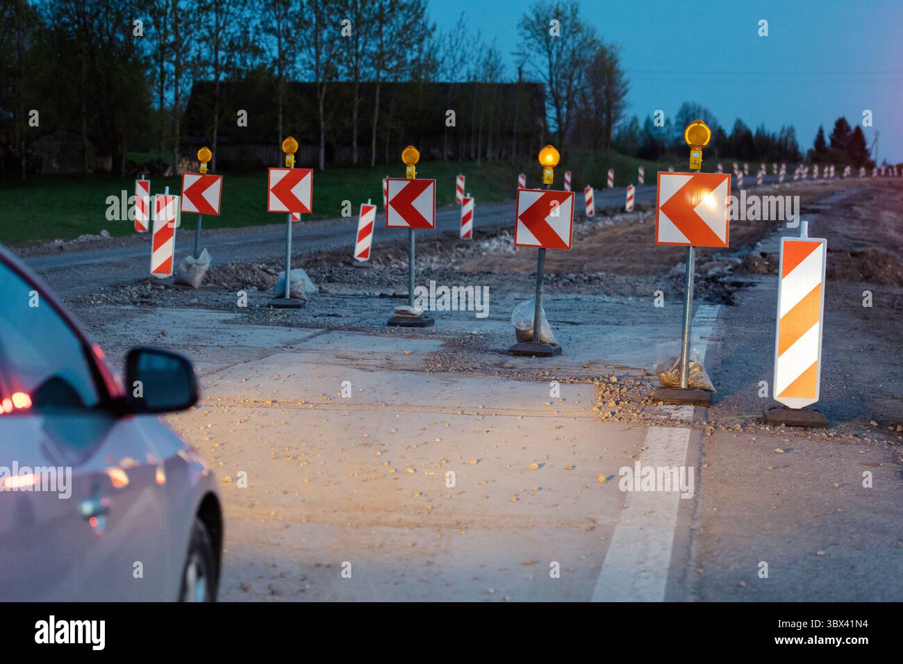 Road under reconstruction, undergoing repair or rebuilding, asphalting ...