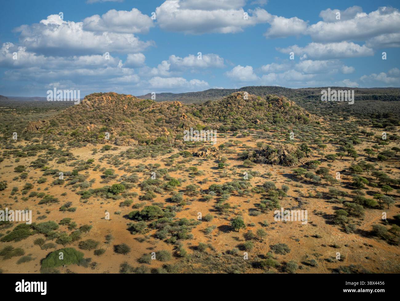 aerial view african landscape southern Africa, mountain range and hills ...