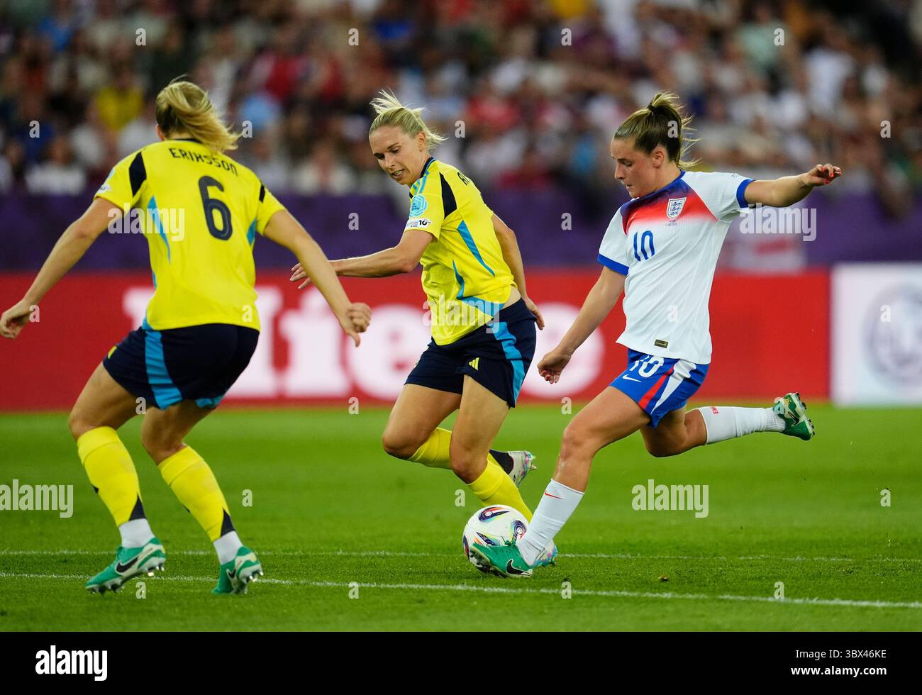 England's Ella Toone shoots at goal during the UEFA Women's Euro 2025 ...