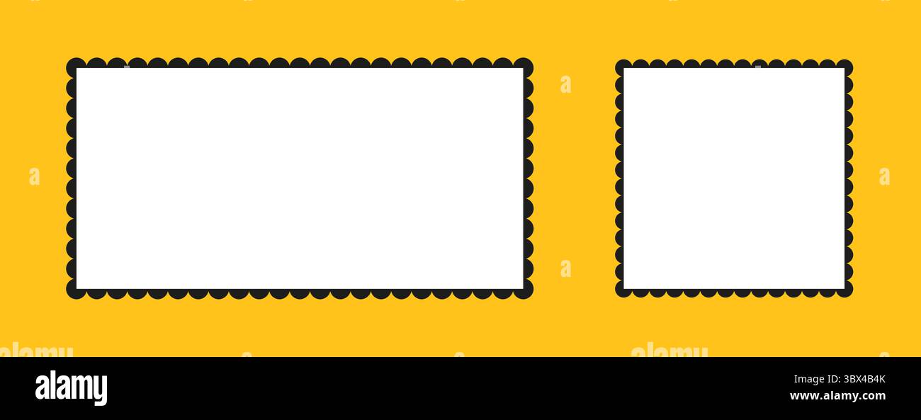 Scalloped frames samples. Rectangle, square shapes backgrounds. Labels ...