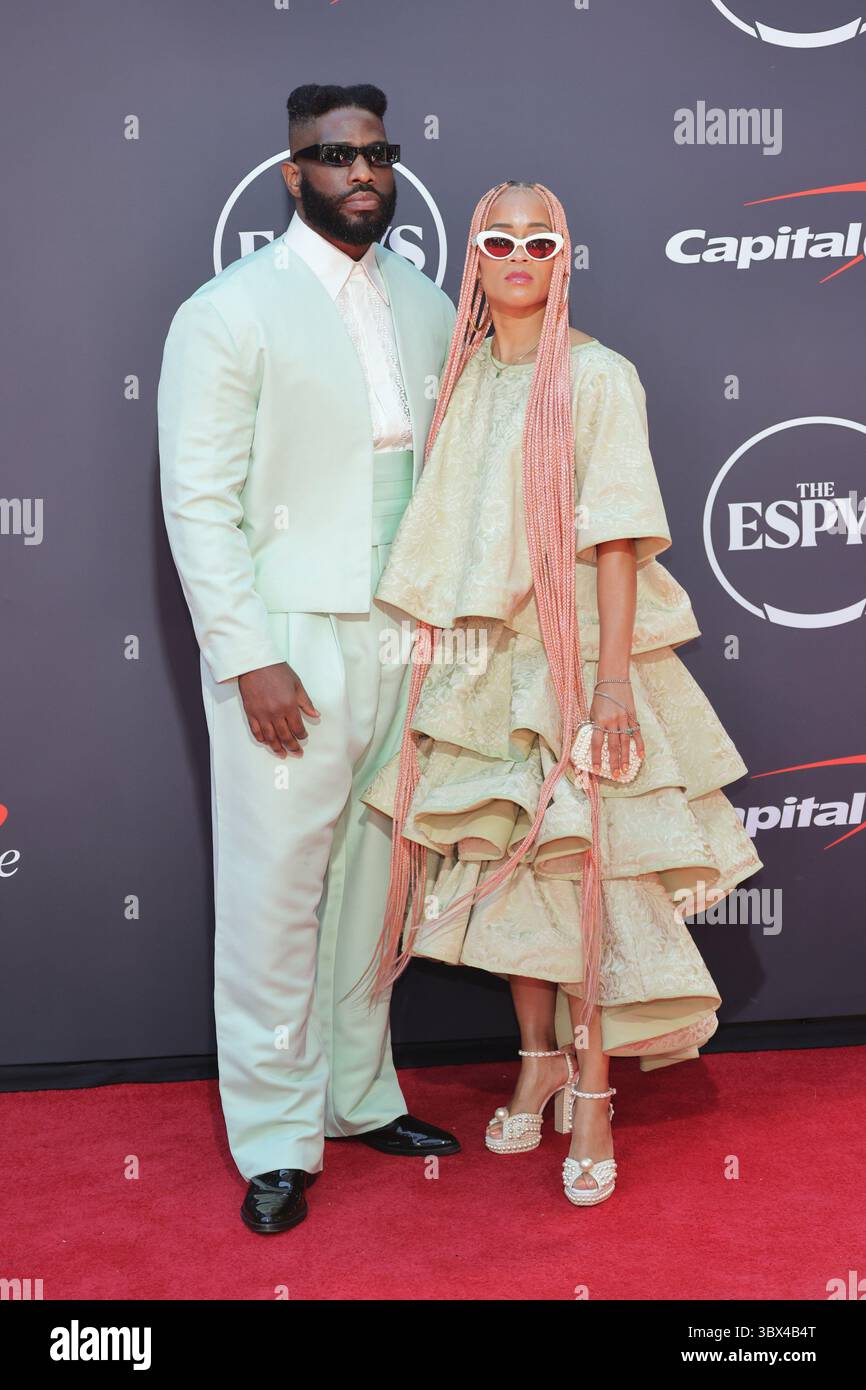 Tobe Nwigwe and Fat Nwigwe attend the 2025 ESPY Awards at Dolby Theatre ...