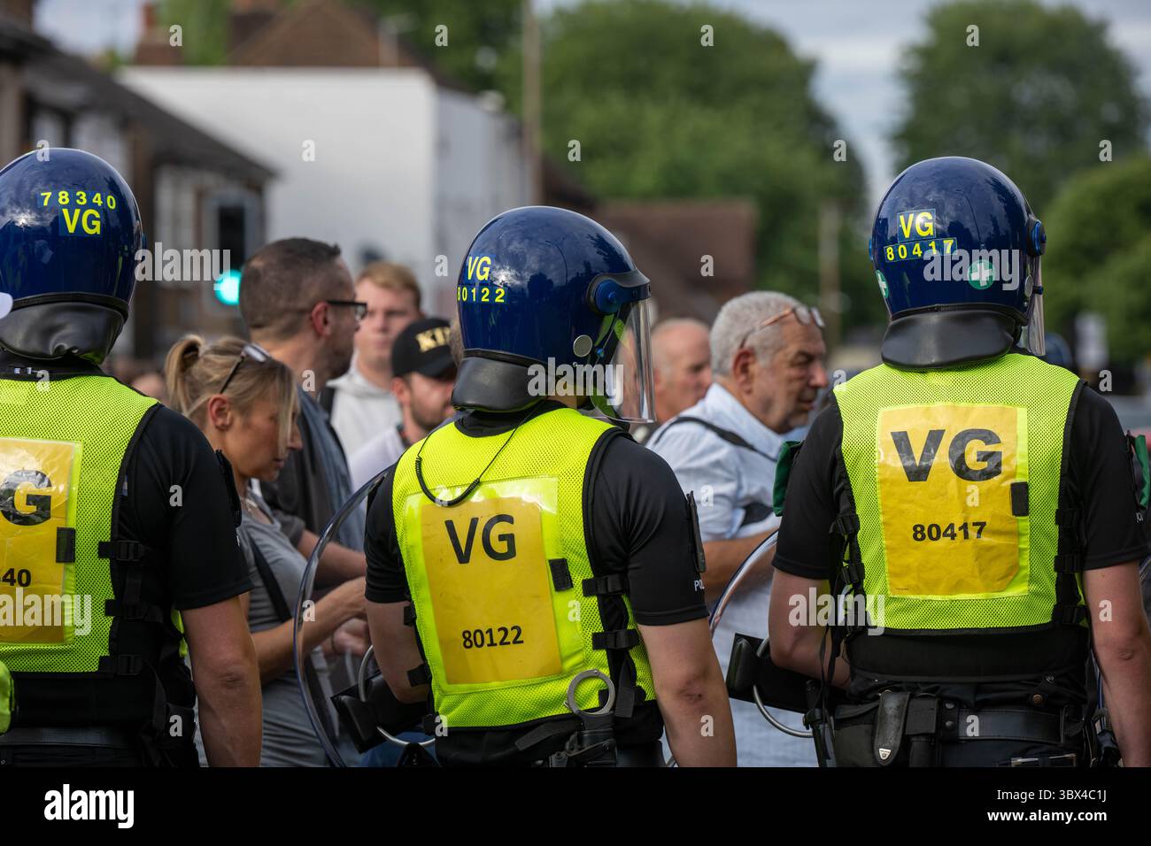Epping Essex 17 Jul 2025 A small group of pro immigrant protesters were ...