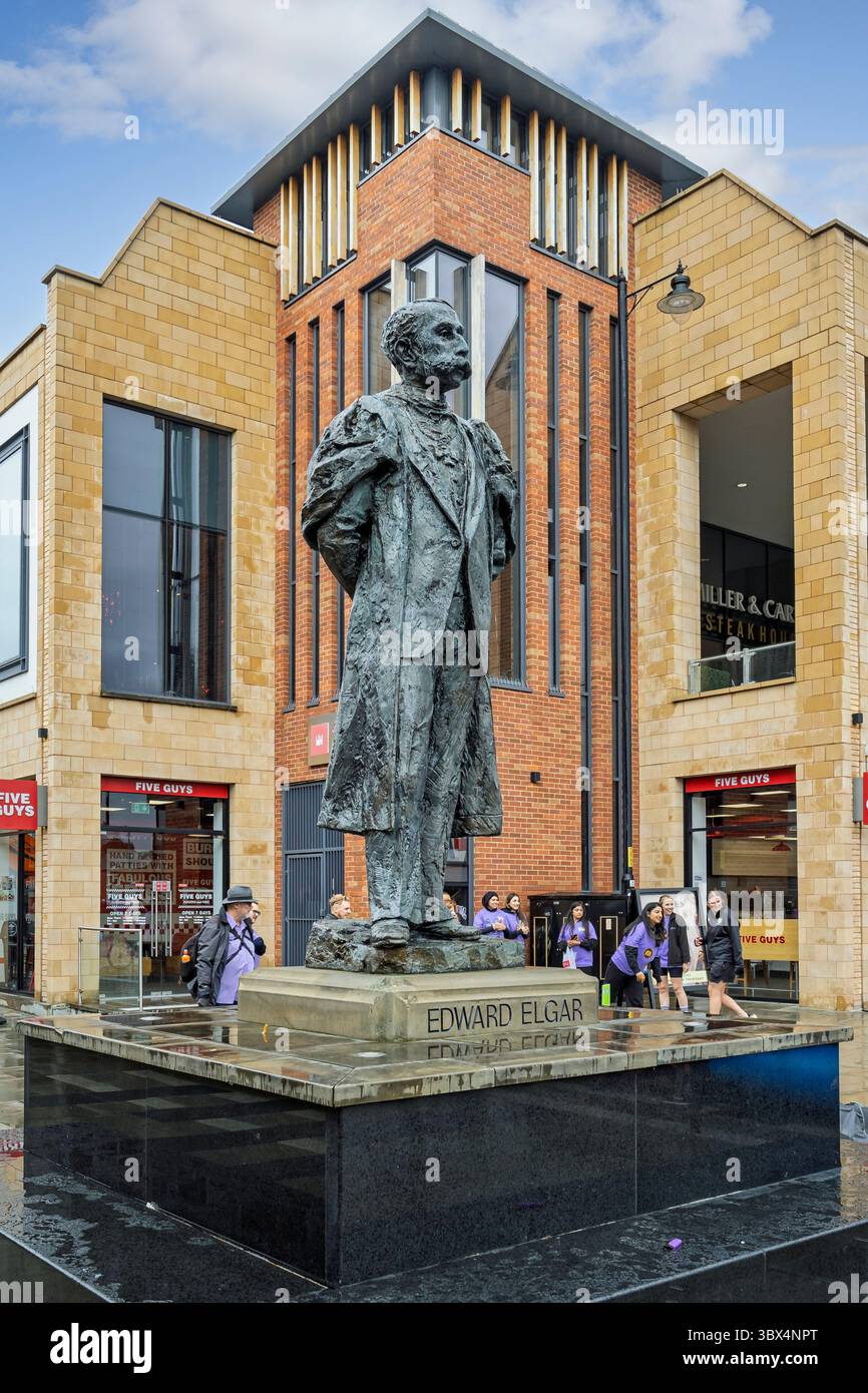 Statue of Sir Edward Elgar, famous composer, next to Cathedral Square ...