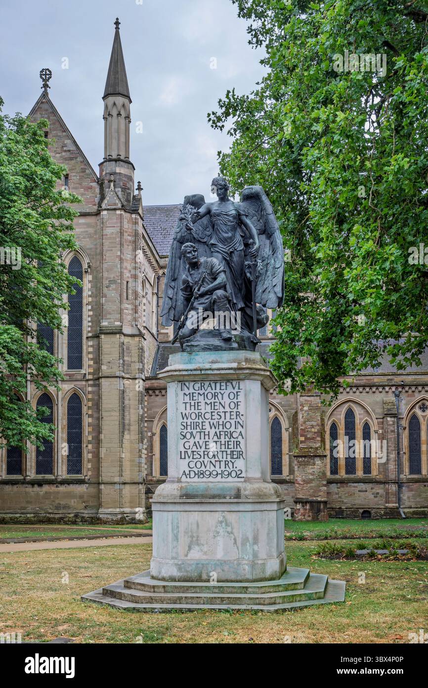 Boer War memorial statue in front of Worcester Cathedral, College Yard ...