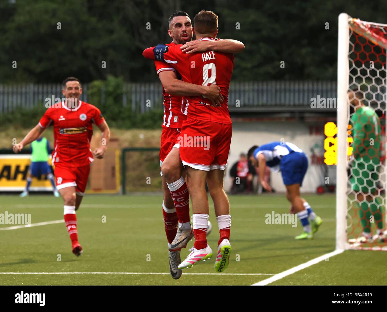 Cliftonville's Joe Gormley celebrates scoring their side's second goal ...