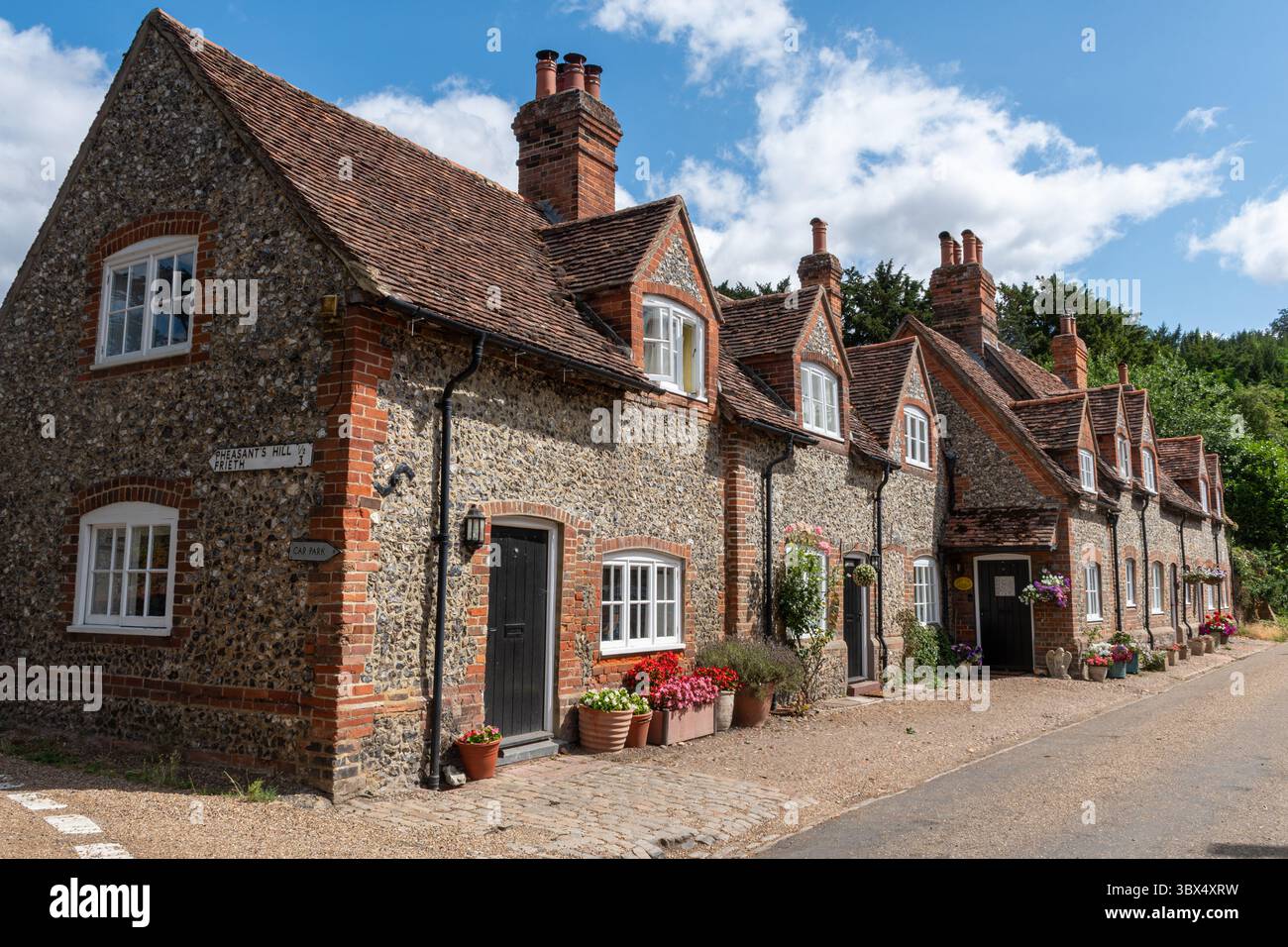 The pretty village of Hambleden in Buckinghamshire, England, UK, with ...