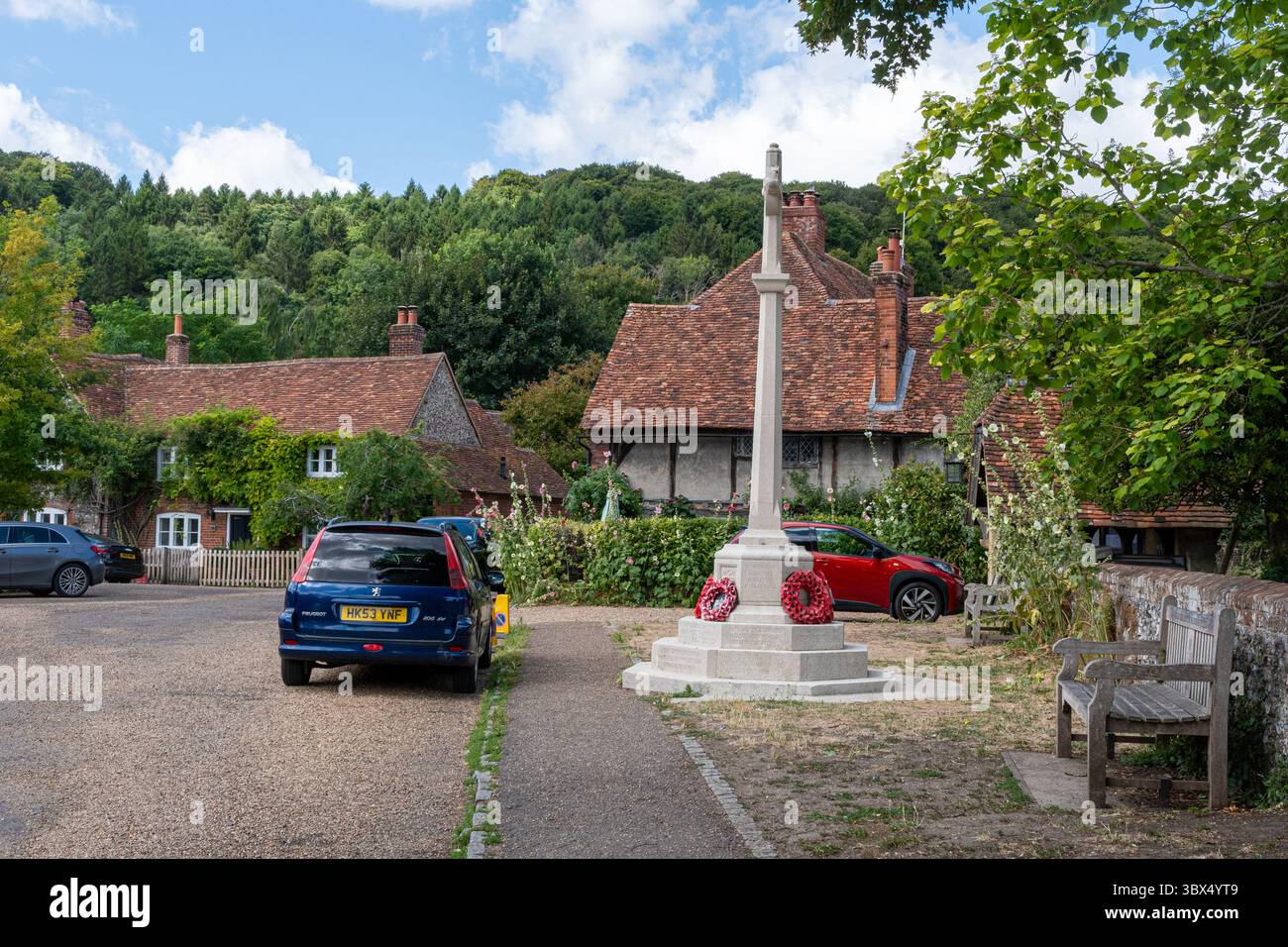 The pretty village of Hambleden in Buckinghamshire, England, UK, with ...