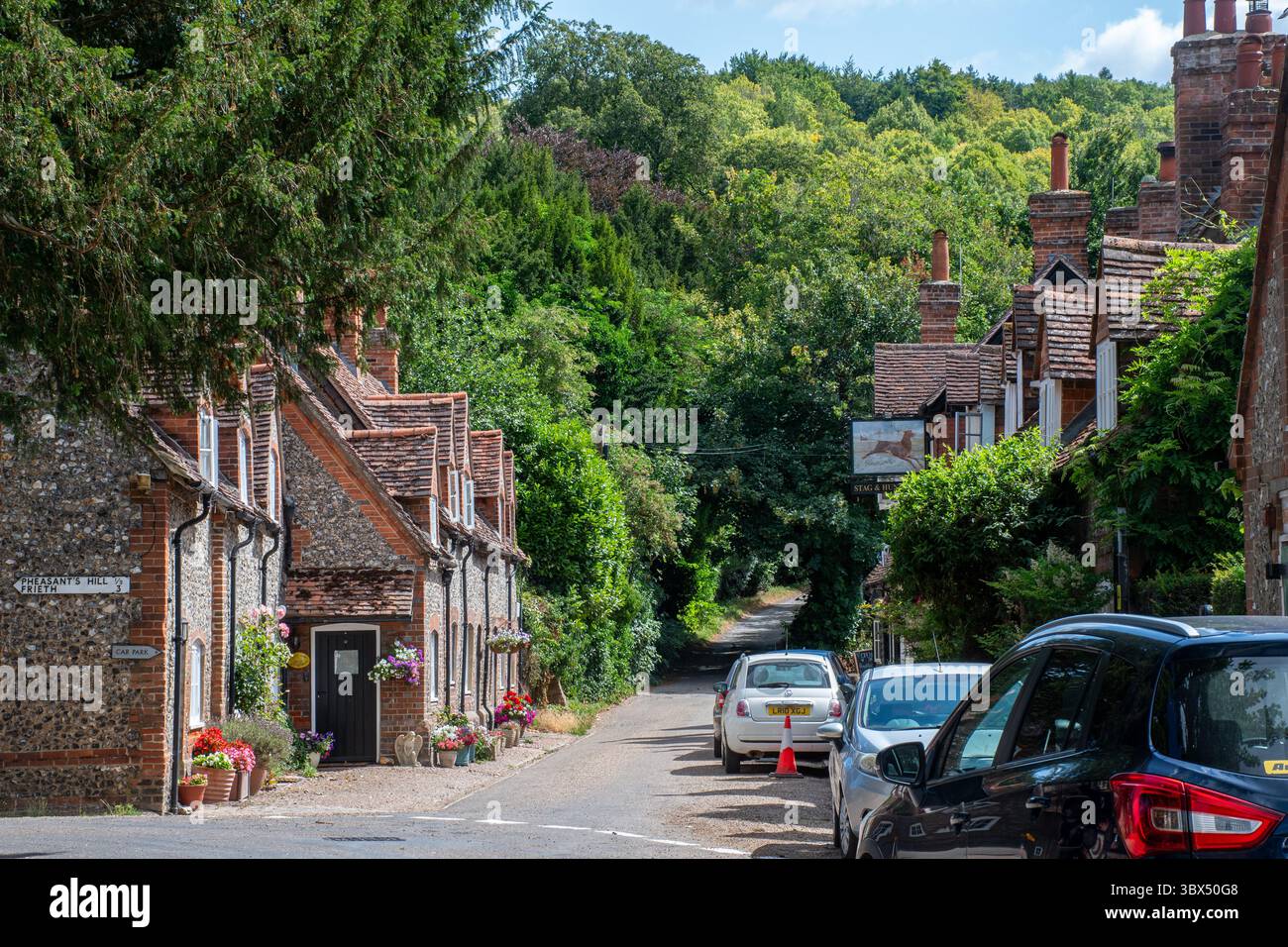 The pretty village of Hambleden in Buckinghamshire, England, UK, with ...