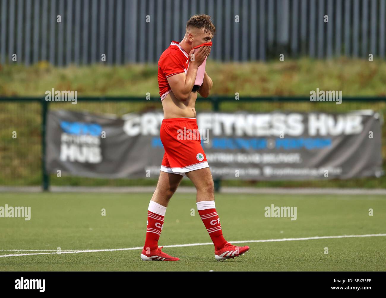 Cliftonville's Odhran Casey walks after being shown a red card during ...