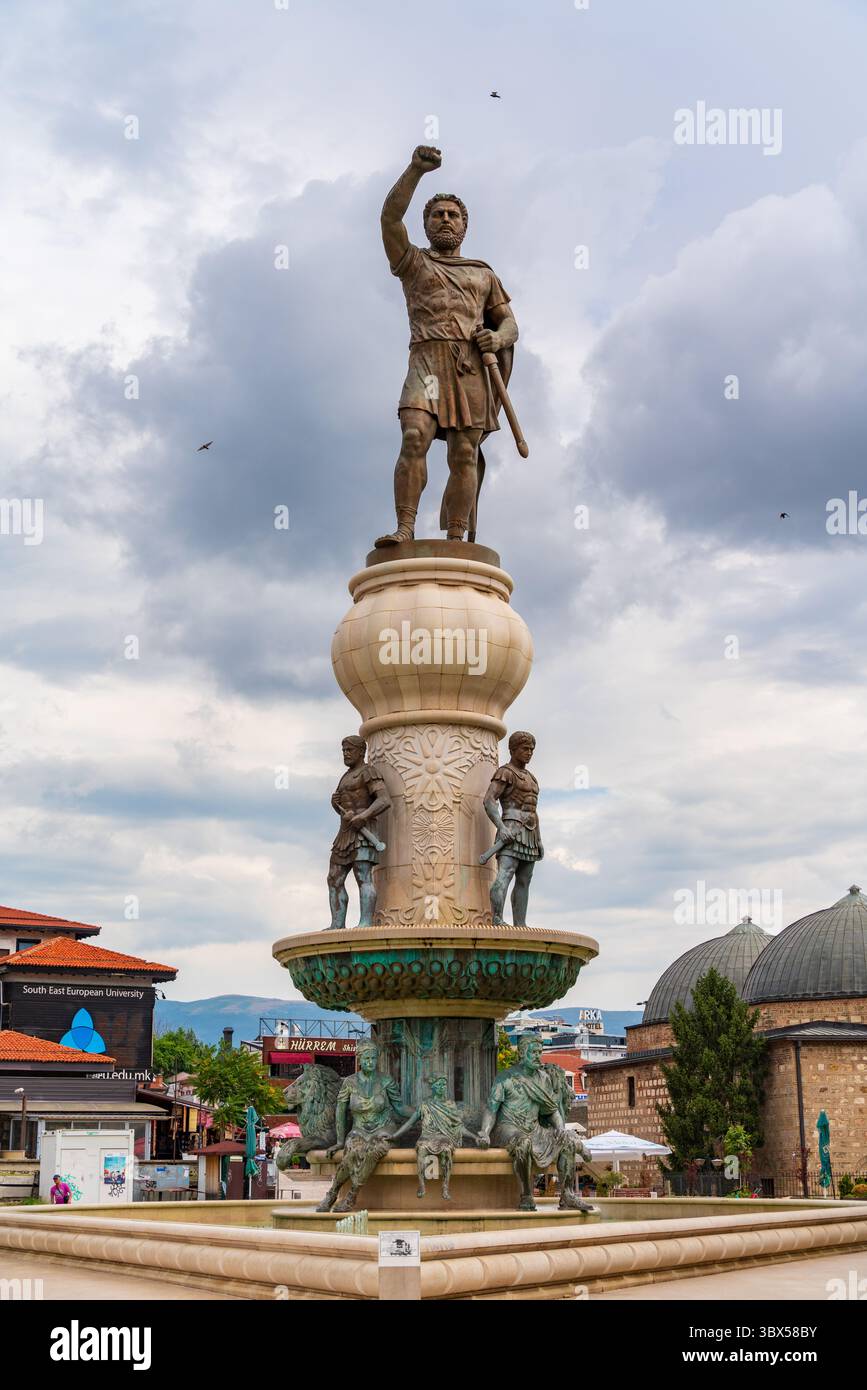 Statue of Philip II of Macedon in Skopje, North Macedonia Stock Photo ...