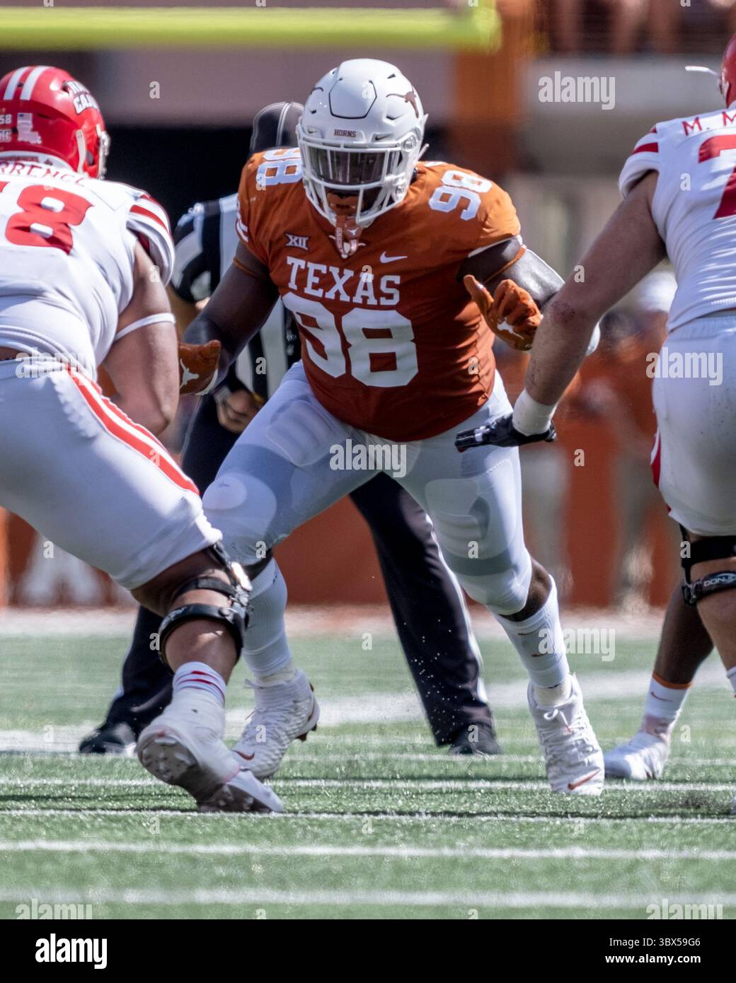 September 04,. DT Moro Ojomo #98 of the Texas Longhorns in action vs ...